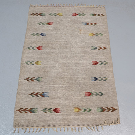 MATTO, lakana, signeerattu SH (Svensk Hemslöjd), n. 205x137 cm. Matot ...