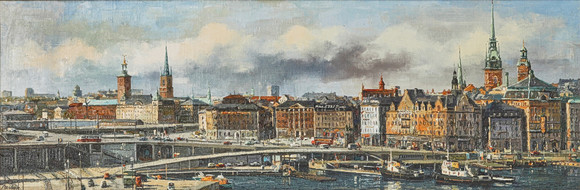 JACK PRUDNIK. Stockholmsbild, olja på duk, signerad. Konst - Måleri ...