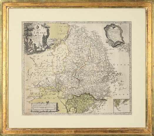 KARTA ÖVER UPPLAND. BIURMAN, G. Charta öfwer Upland och Södertörn ...