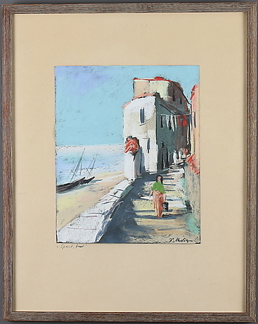 TEDDY RHODIN. "Spansk Kust", pastell, signerad. Konst - Måleri - Auctionet