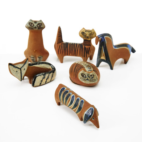 LISA LARSON. Figuriner, 6 st, ur serien Lilla zoo (1955), stengods ...