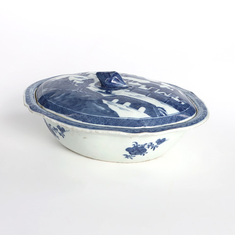 TERRIN with COVER, China, Jiaqing (1796-1820), porcelain with river ...