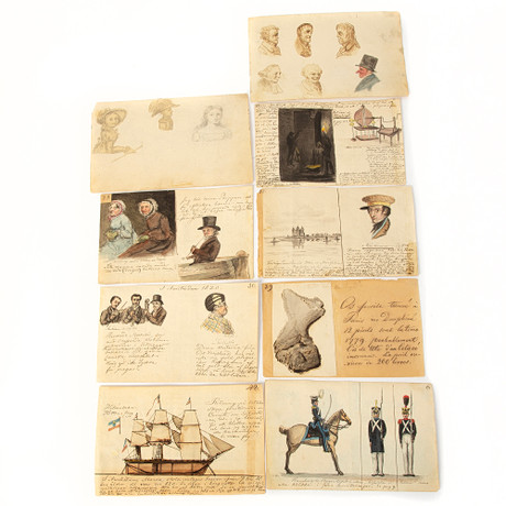 JOHAN (JOHN) WILHELM CARL WAY (1792-1873), 9 blad med skisser ...