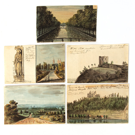 JOHAN (JOHN) WILHELM CARL WAY (1792-1873), 5 leaves with miniature ...