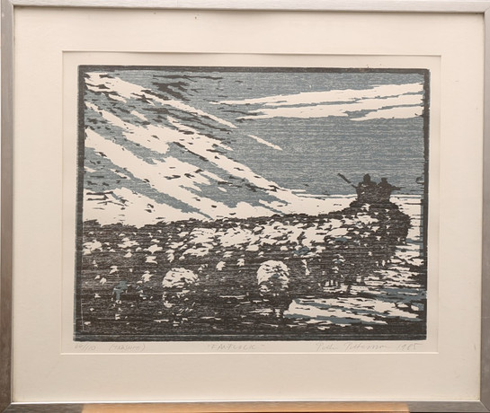PETTER PETTERSSON. Woodcut, "Flock of Sheep" numbered 66/110, signed ...