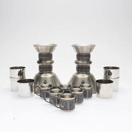 Pewter objects, 14 pieces, including Christer Wide, Kolmården, 1900s ...