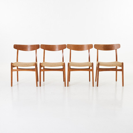 HANS J WEGNER. Stolar, 4 st, "CH23", stomme i ek, flätad sits. Möbler ...
