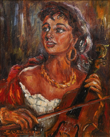 ANUND AHLGREN. Olja på duk, porträtt, signerad, A. K. Ahlgren. Konst - Måleri - Auctionet