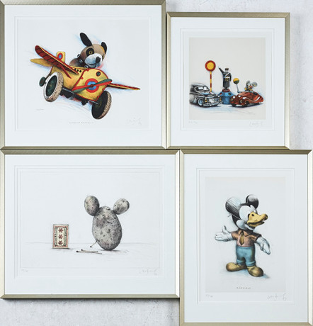 LASSE ÅBERG. 4 st, "Flygande hund", "Näbbmus", "potatismusse ...