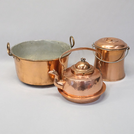 THREE PARTS OF COPPER OBJECTS INCL. COPPER TUB. Silver & Metals ...