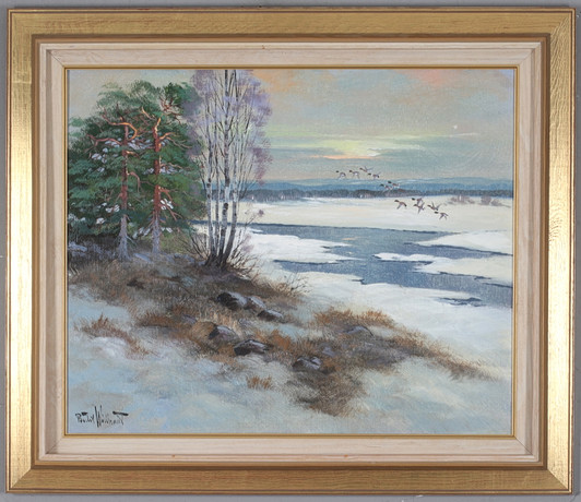 BERTIL WIDBRANDT. Flygande änder, olja på duk, signerad. Konst - Måleri ...