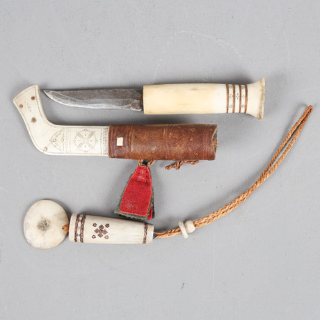 SAME KNIFE, NEEDLE CUSHION, Sami work, knife Nikolaus Fankki, bone ...