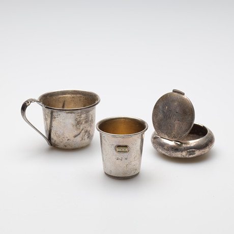 SILVER OBJECTS, 3 pcs, different countries, 19th/20th century. Total ...