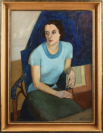 AXEL NILSSON. Kvinnoporträtt, olja på duk, signerad Axel Nilsson. Konst ...