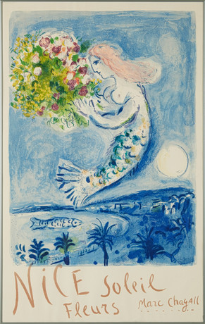 MARC CHAGALL. "La Baie des Anges", cartel litográfico en color, c. 97 x ...