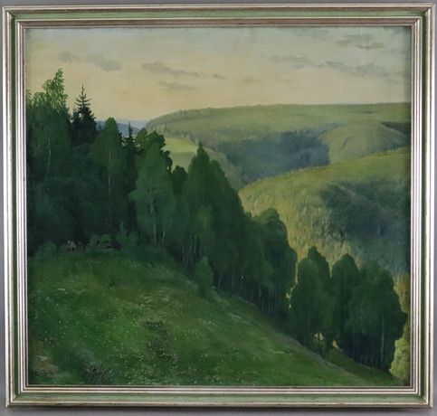 - FIETH, E. -1st half of the 20th century - Wooded hilly landscape with ...