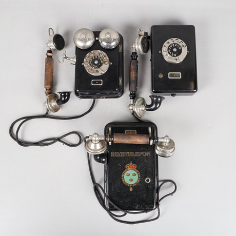 SEINÄPUHELIMET, 3 kpl, LM Ericsson ja Telegraph Agency, 1900-luvun ...