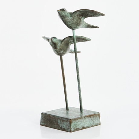 CARL BERTIL WIDELL. Sculpture, birds, bronze, marked WIDELL and ...