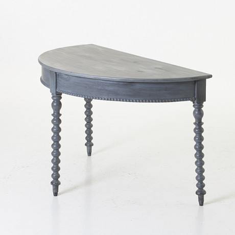 HALF-MOON-FORMED TABLE, end of the 19th century, turned legs. Furniture ...