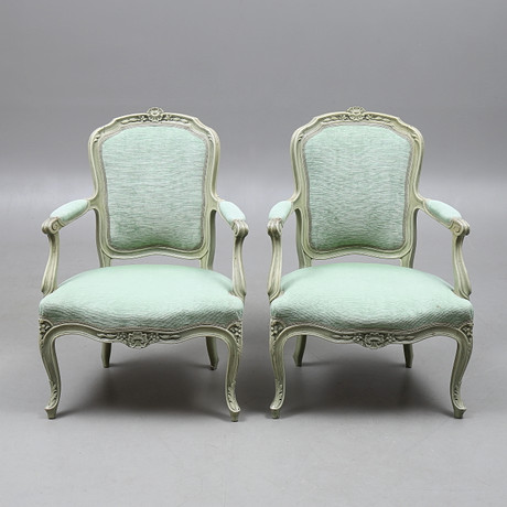 ARM CHAIRS, a pair, rococo style, second half of the 19th century ...