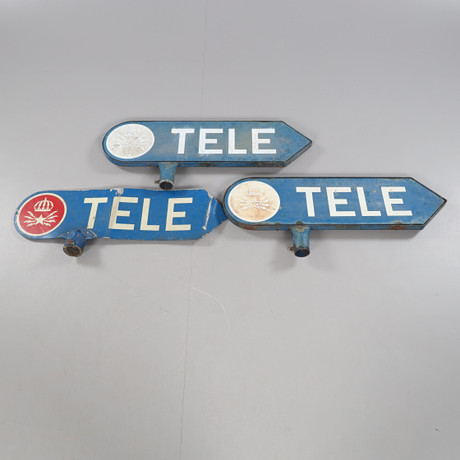 SKYLTAR "Tele", 3 stycken, 1900-tal. Övrigt - Övrigt - Auctionet