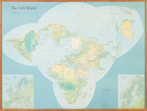 MAP ''The SAS World'', Litho by Esselte Map Service Stockholm Sweden ...