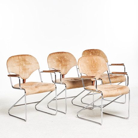 SAM LARSSON. Sessel, 4 Stück, "Sam", Gestell aus verchromtem Metall ...