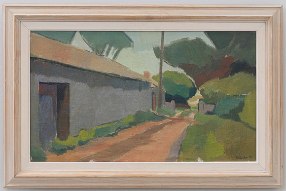 BERTIL GULLANDER. Olja på duk, Grönskande stig, signerad och daterad ...