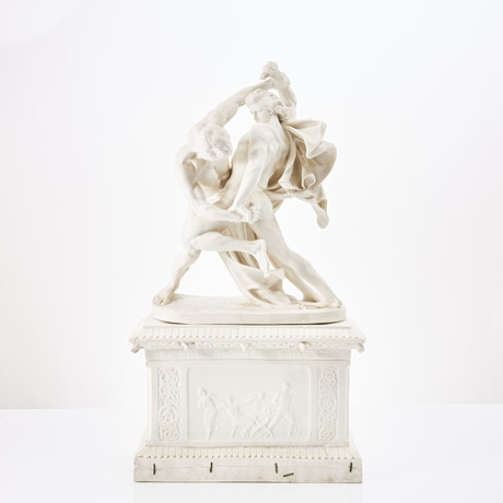JOHAN PETER MOLIN. Efter. 1814-1873 skulptur " Bältesspännarna " parian ...