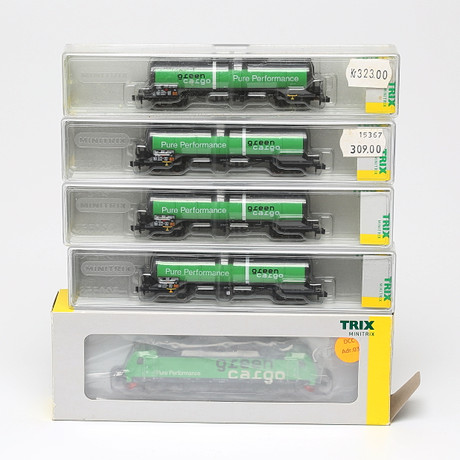 MINITRIX 12385 SJ:s Green Cargo elektrolok och 4 vagnar ...