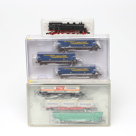 MINITRIX DB:s ånglok BR 74 och 6 godsvagnar, originalförpackningar ...