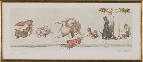 ARTHUR BORIS O´KLEIN, "á la queue", färgetsning, signerad. Konst ...