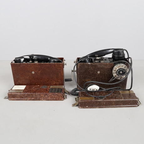 LM ERICSSON, field telephones, 2 pieces, first half of the 20th century ...