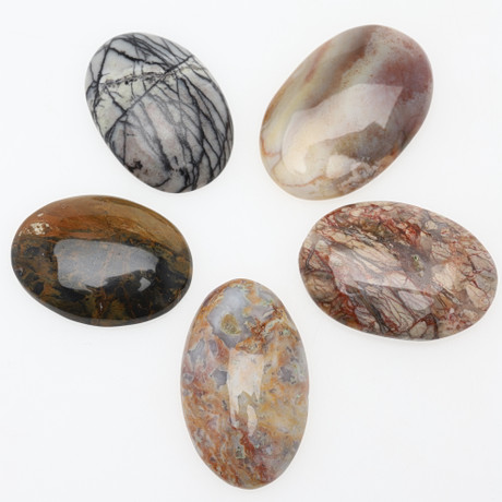 AGATER, 5 st, ca 245,5 ct, oval cabochonslipade. Smycken & Ädelstenar ...