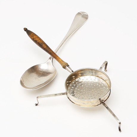 RÅTTSVANSSKED och TESPINDEL, silver, 1800-tal. Total vikt ca 117 gram ...