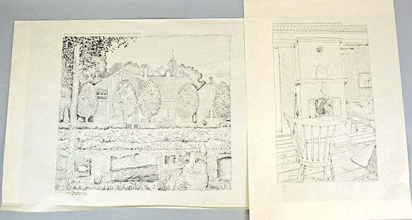 ANDERS ERIK MALM, after, line models for the lithographs "Cat in ...