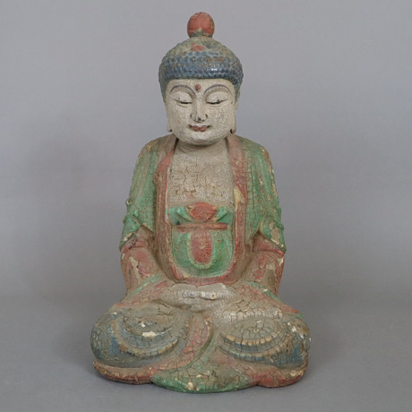 - Sittande BUDDHA AMITABHA - trä. Konst - Övrigt - Auctionet