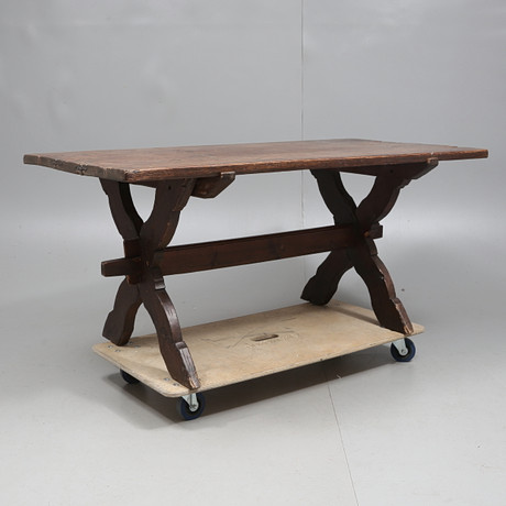 BOCKBORD, allmoge, metallskodd och sinkad skiva, 17/1800 tal. Allmoge ...