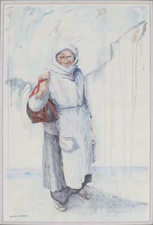 AINA LARSSON. Akvarell, signerad ,"Mor Maria". Konst - Måleri - Auctionet
