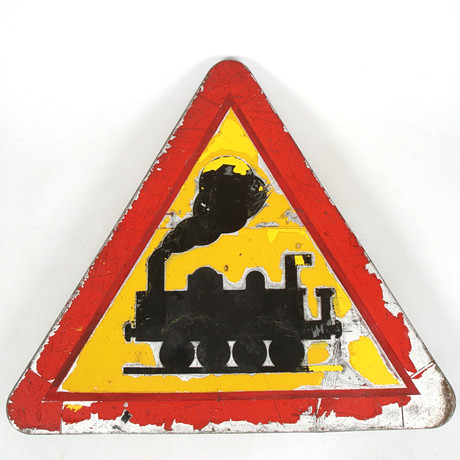 ROAD SIGN, sheet metal, locomotive, 1900s. Miscellaneous ...