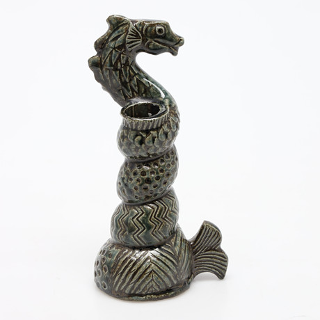 LISA LARSON. Candlestick "Sea monster", glazed stoneware, K-Studion ...