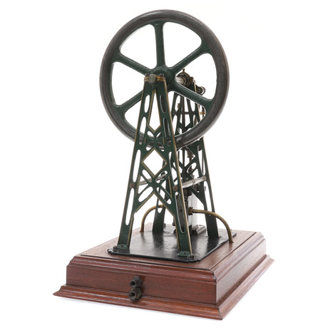 A MODEL OF A SINGLE CYLINDER, A-FRAMED, VERTICAL STEAM ENGINE WITH CAST ...