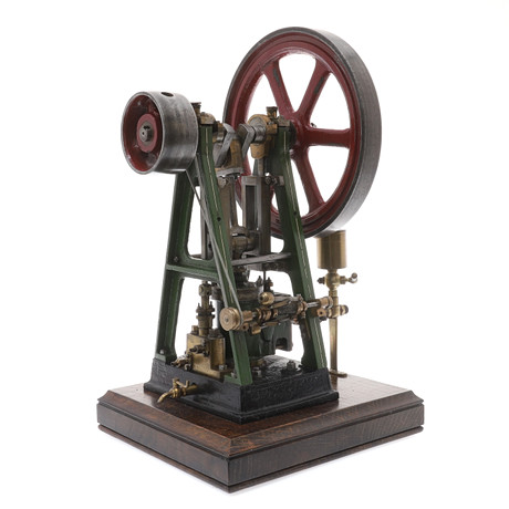 A MODEL OF A SINGLE CYLINDER, A-FRAMED, VERTICAL STEAM ENGNE, CIRCA ...