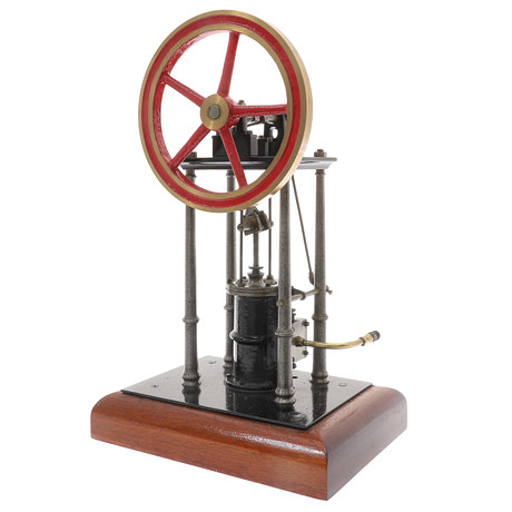 A MODEL OF A SINGLE CYLINDER, FOUR-COLUMN, VERTICAL STEAM ENGINE, 19TH ...