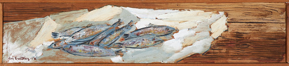 ERIC LUNDBERG. Still life with fish, oil on Board, signed and dated -58 ...