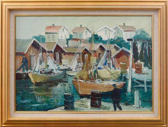 TAGE GAVIK. "Grundsund Bohuslän", olja på duk, signerad. Konst - Måleri ...