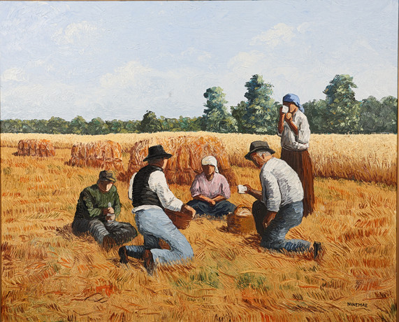 BORIS NINEMAE. "coffee break in harvest work", oil on canvas. Art ...