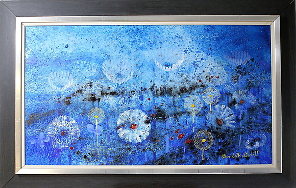 LARS ERIK LINDELL. oil on Board, dandelion field, signed. Art ...