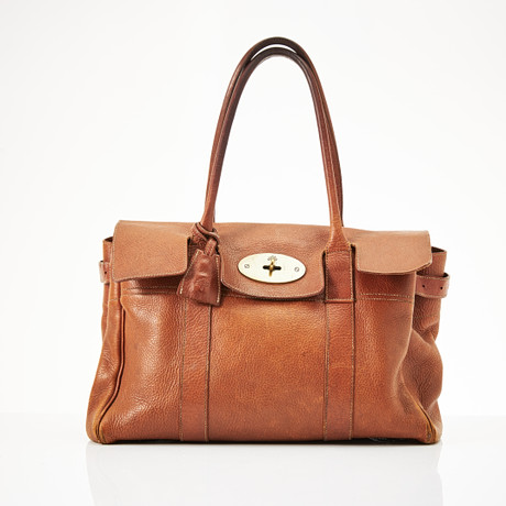 MULBERRY, "Bayswater", embossed nougat brown leather, badge marked ...