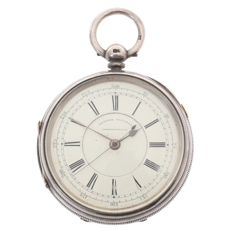 A VICTORIAN SILVER CASED OPEN FACE CENTRE SECONDS CHRONOGRAPH POCKET ...